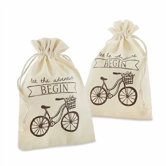 12 X Let The Adventure Begin Bicycle Muslin Cloth Drawstring Wedding Favor Bags - Walmart.com