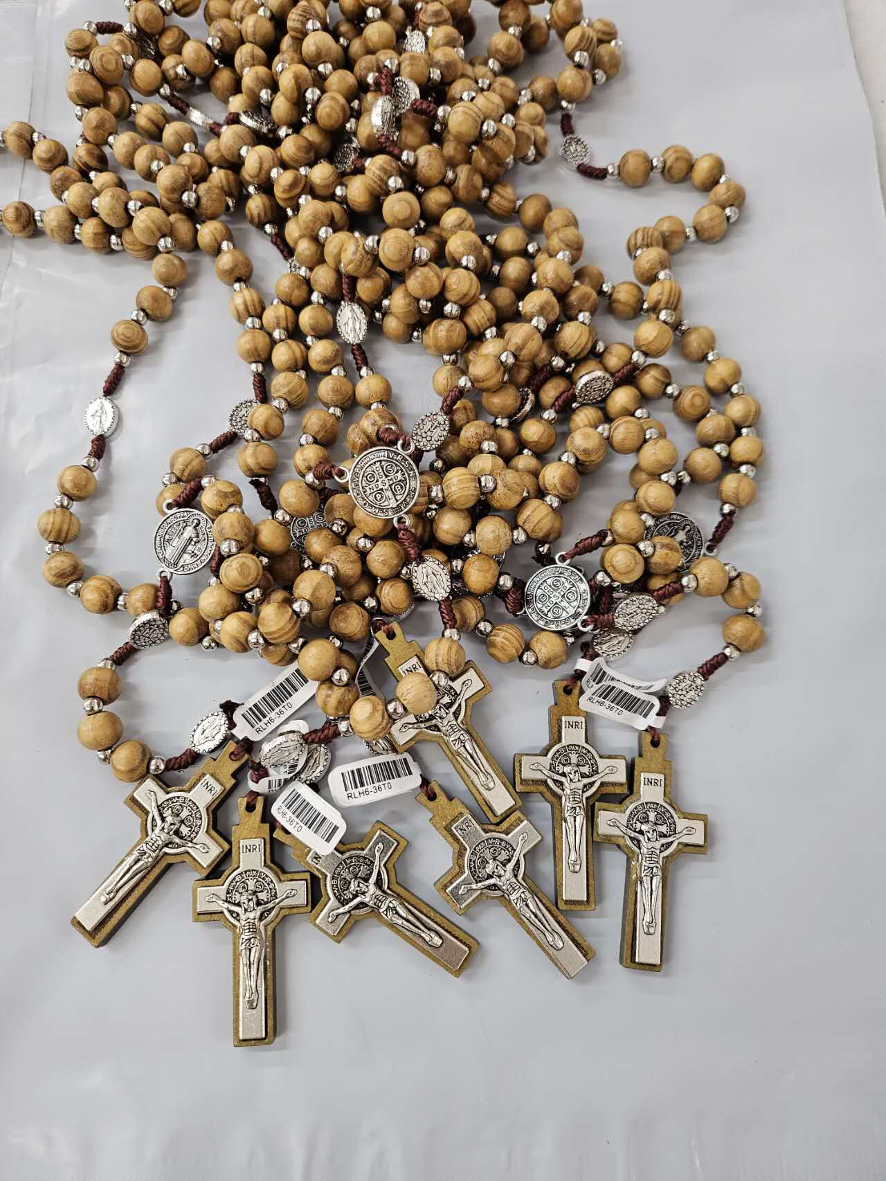 12 X Rosary St BENEDICT wood beads Jerusalem rosary CATHOLIC Rosary ...