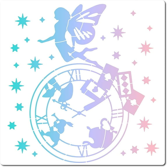 12"X12"Fairy Stencil Magic Clock Templates Card Reusable Templates ...
