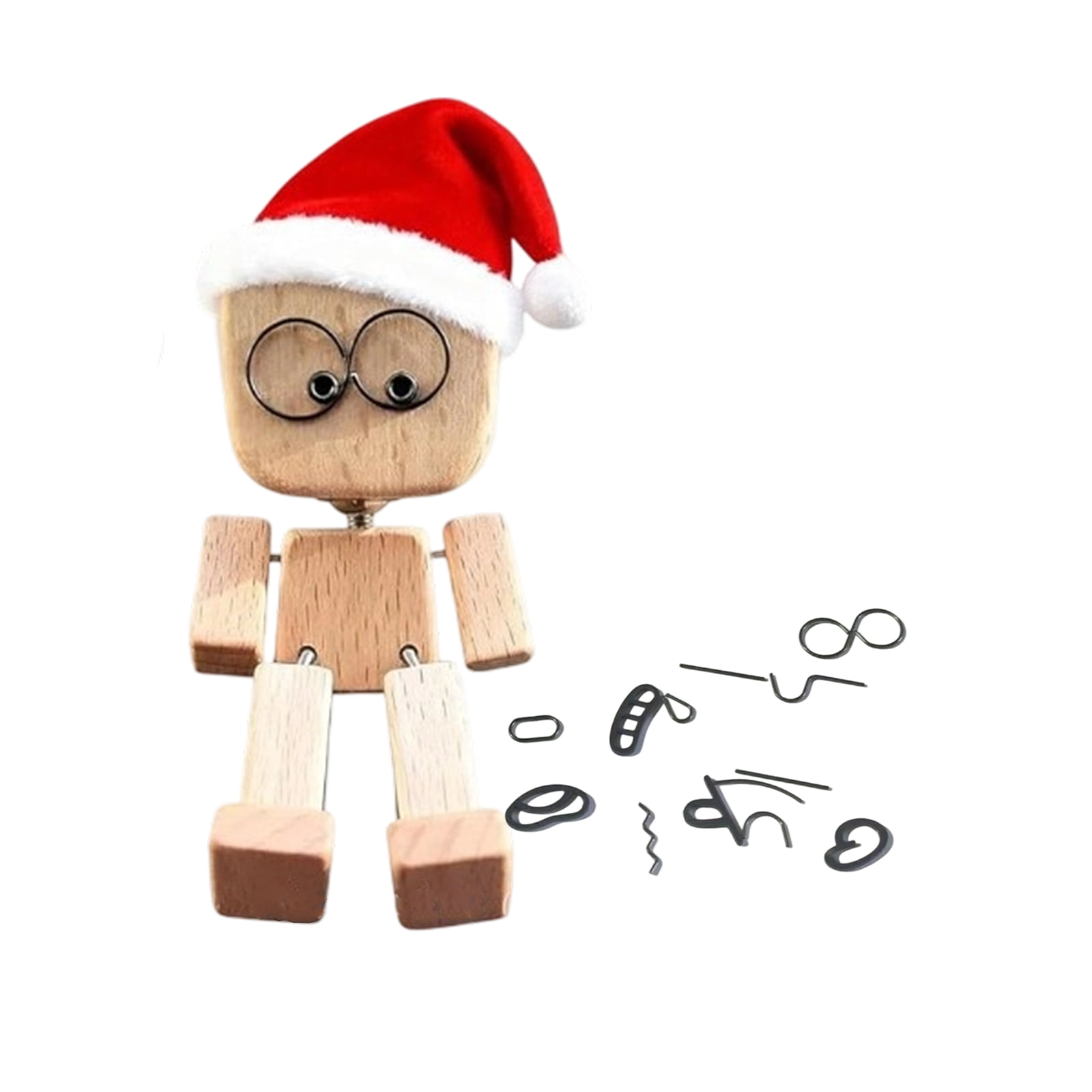 12 Xmas-Themed Expressions Wobbly Wooden Statue, Handmade Shaking Feet ...