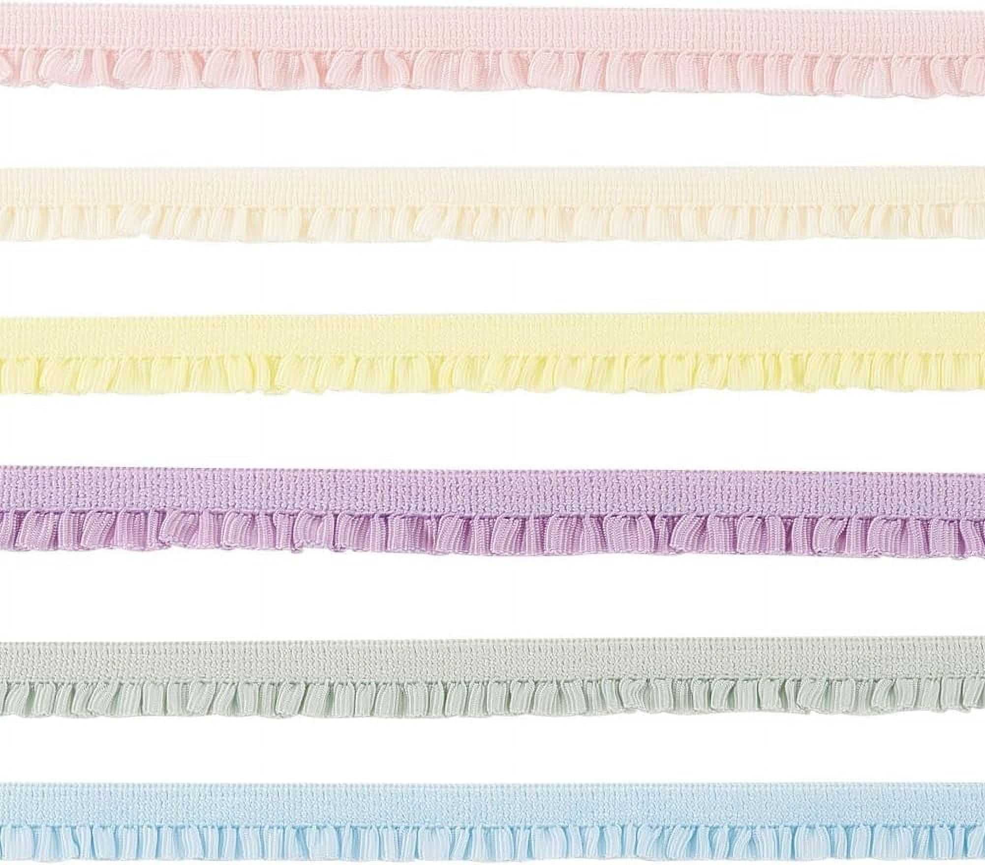 12 Yards 6 Colors Nylon Ruffled Elastic Lace Trim Mini Pleated Lace ...