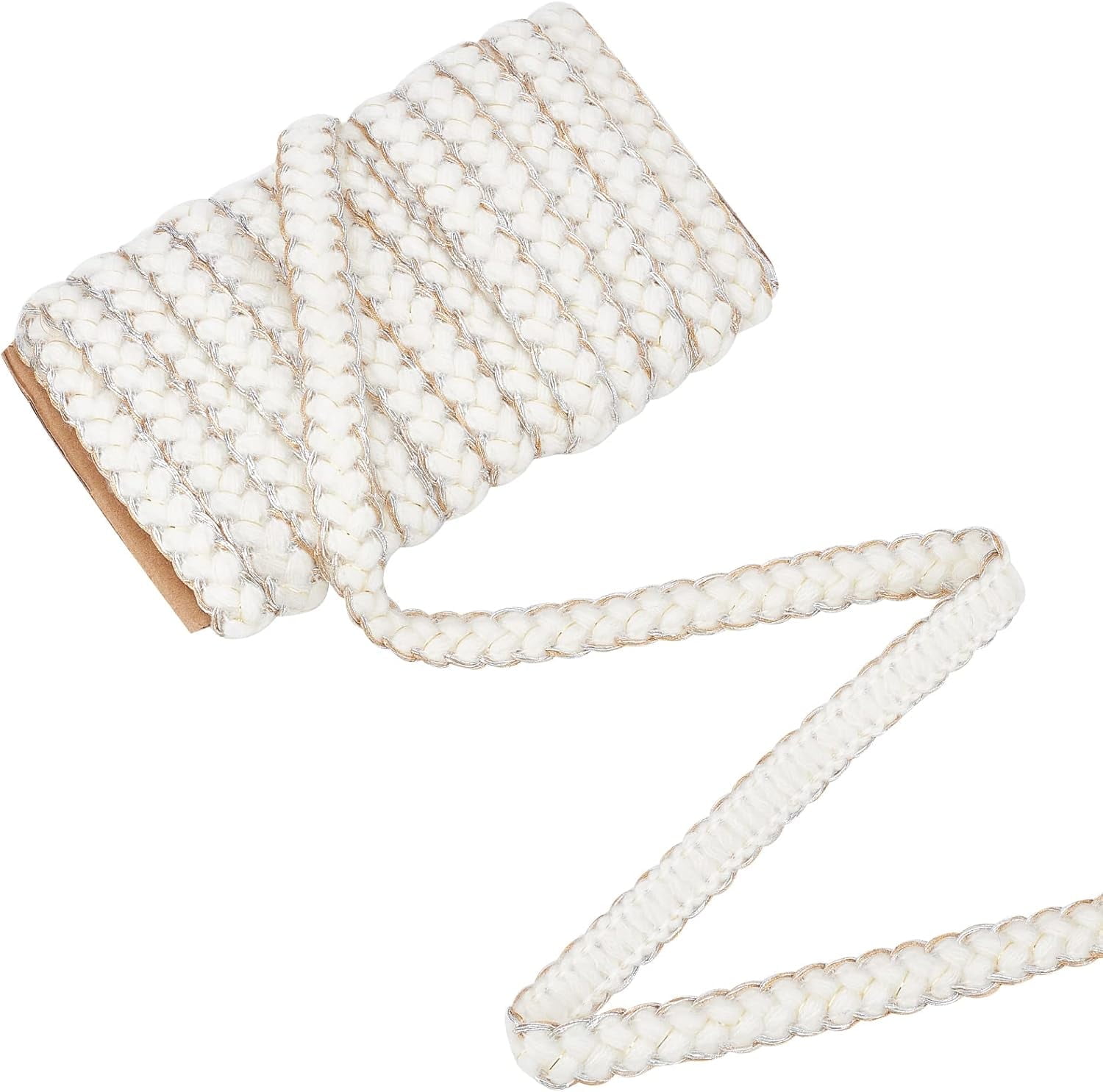 12 Yards Ribbon Gimp Braid Trim with Silver Silk Thread Polyester ...