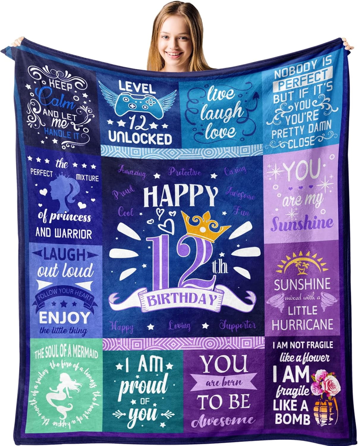 12 Year Old Girl Gifts Blanket, Gifts for 12 Year Old Girl, 12 Year Old ...