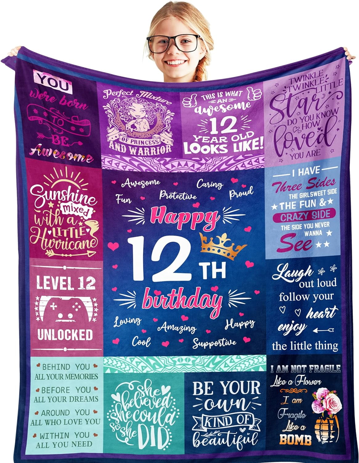 12 Year Old Girl Gifts, Gifts for 12 Year Old Girls Throw Blanket ...