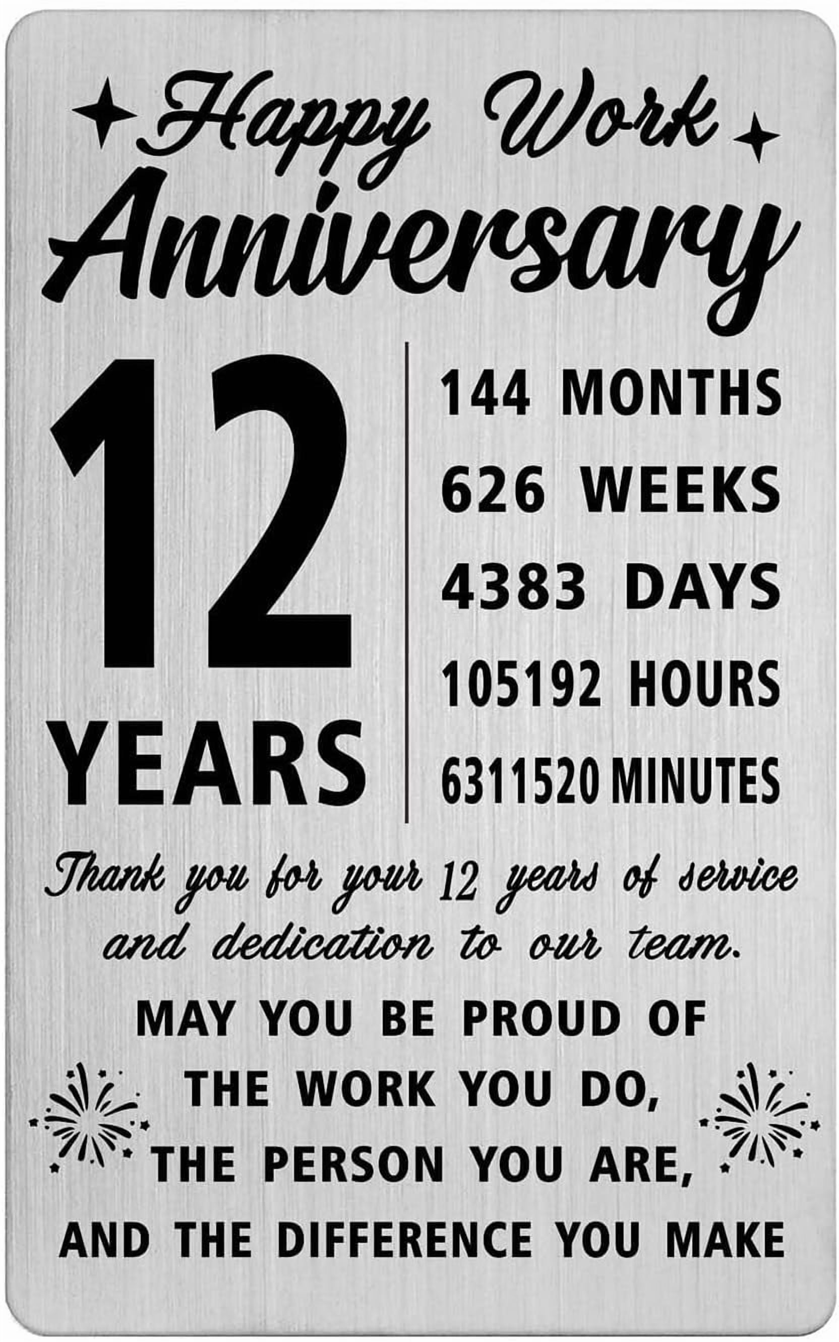 12 Year Work Anniversary Card - Happy 12 Year 12th Work Anniversary ...