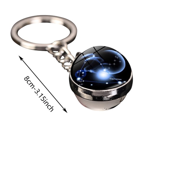12 Zodia Signs Glow-in-the-Dark Keychain Bag Pendant Time Gemstone ...