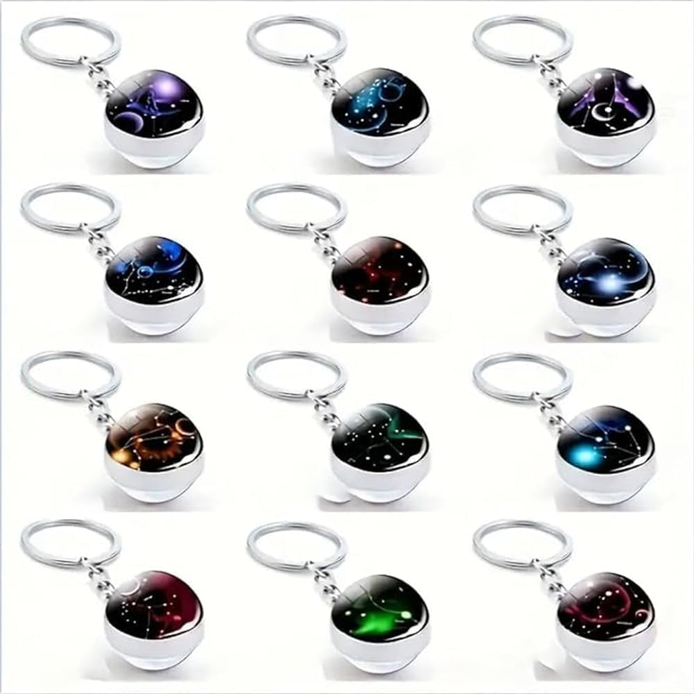 12 Zodiac Constellation Car Keychain(Luminous light),Glowing Starry ...