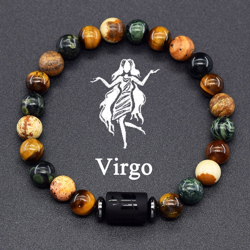 12 Zodiac Constellation Signs Bracelets for Men Women Tiger Eye Sparrow ...