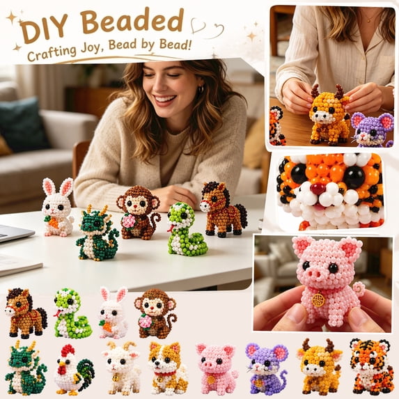 12 Zodiac DIY Bead Craft Kit – Complete Animal Beading Set for ...