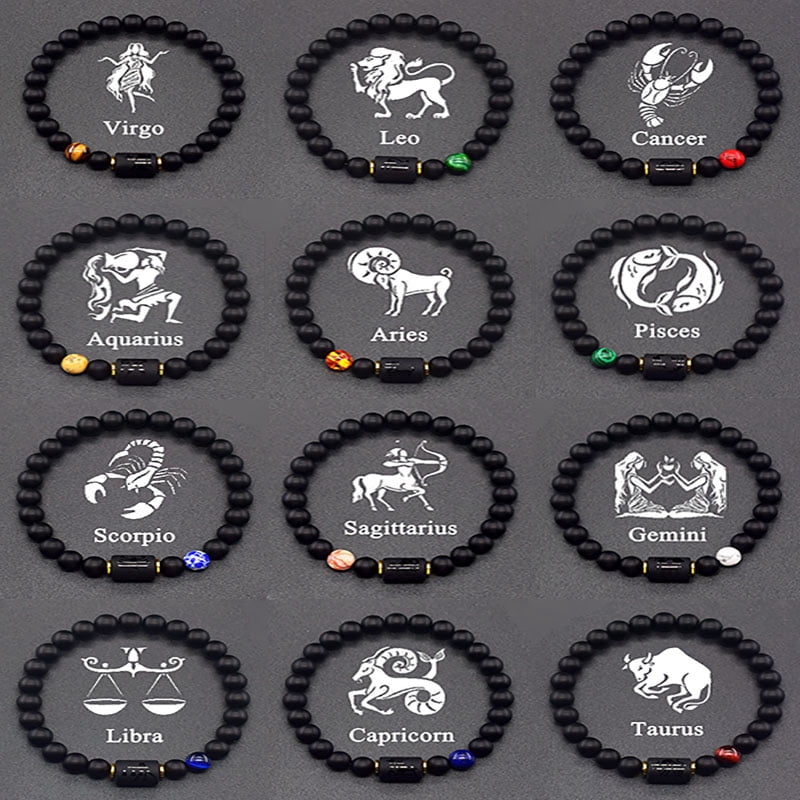 12 Zodiac Sign Bracelet Homme Constellation Bangles Men Gemini Virgo ...