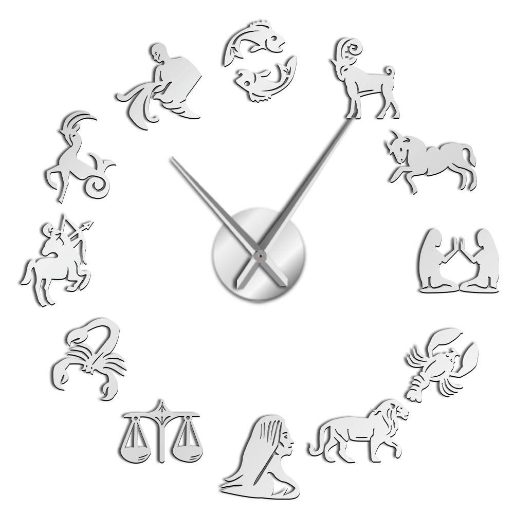 12 Zodiac Signs 3D Acrylic DIY Wall Clock Modern Astrology Wall Art ...