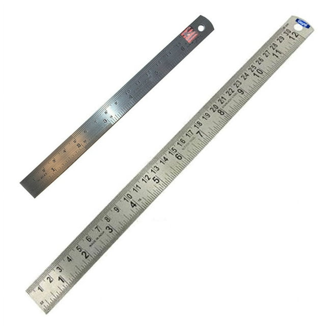 12” and 6” Ruler Set Stainless Steel Metal Straight Ruler Scale Double ...