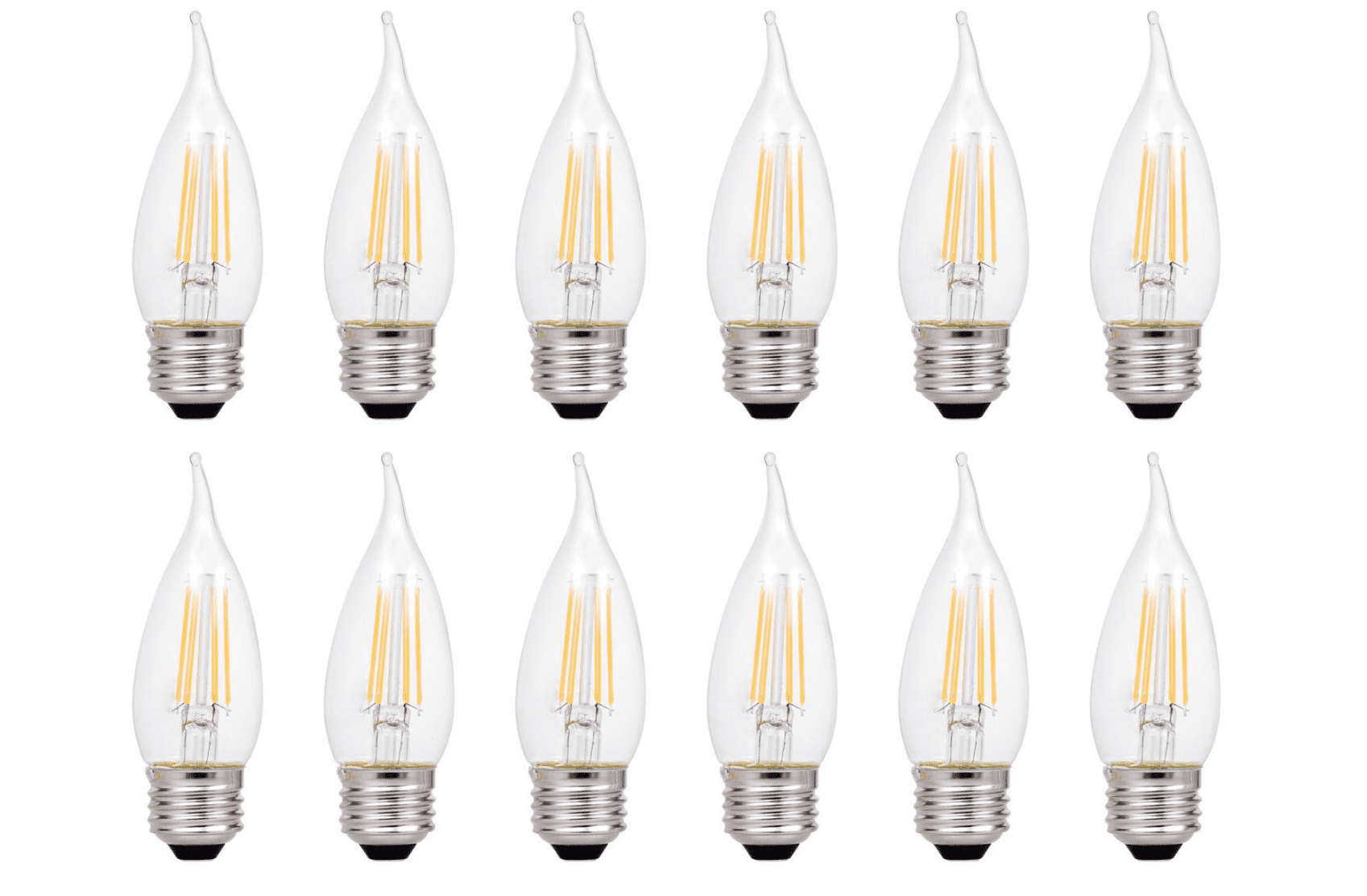 (12 bulbs) Sylvania Candle Flame B10 LED 40 watt equivalent, Bent Tip, Dimmable, 2700K Soft ...