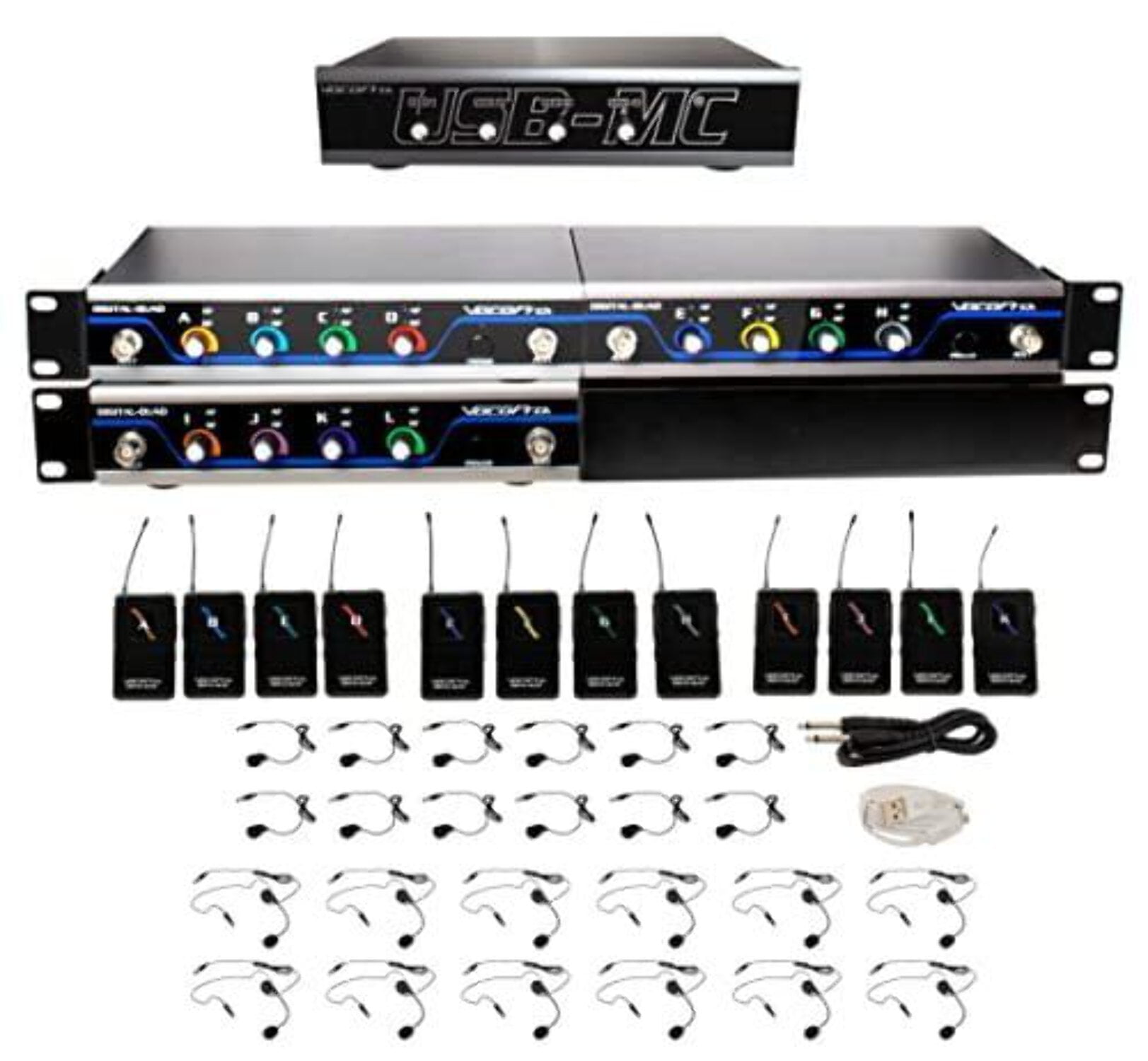VocoPro USB-PLAY-12 12-Channel Wireless Headset/Lapel Mic System with ...