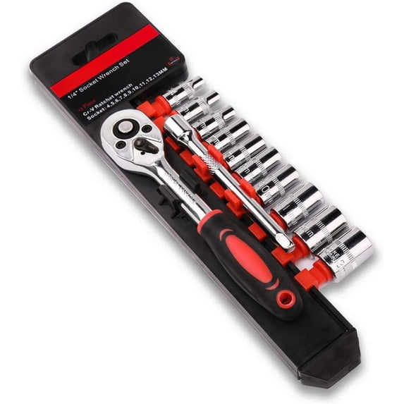 12 count 1/4 Inch Mini Ratchet Socket Wrench Set, Drive Socket Set with ...