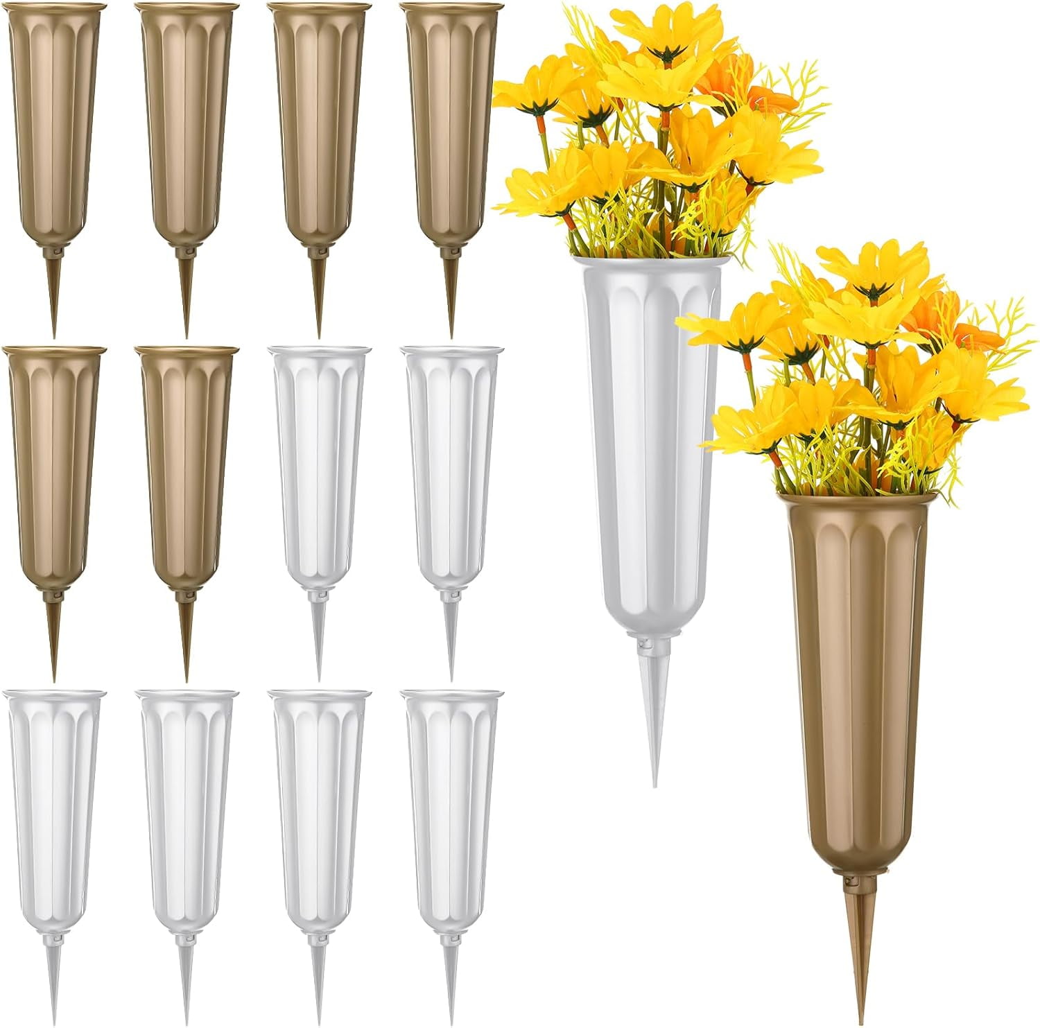 12 count Cemetery Vases with Spikes Memorial Floral Grave Flower Holder ...