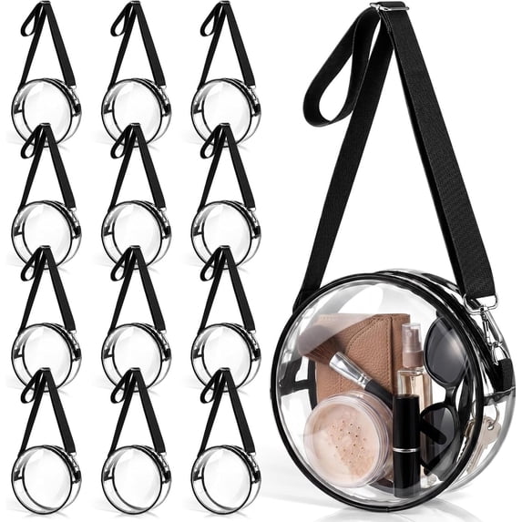 12 count Clear Circle Crossbody Bag Bulk Stadium Approved Clear Purse ...