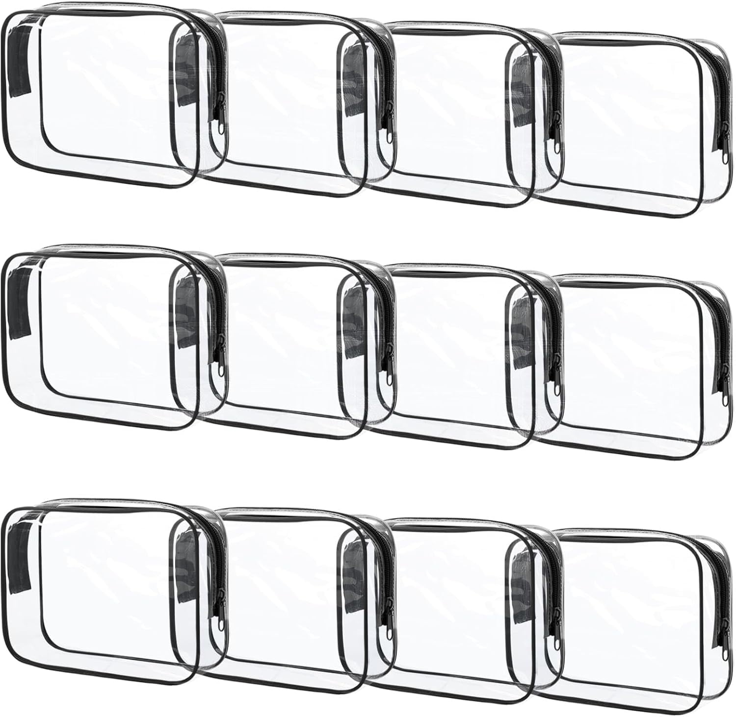 12 count Clear Makeup Bag PVC Zippered Clear Toiletry Makeup Carry ...