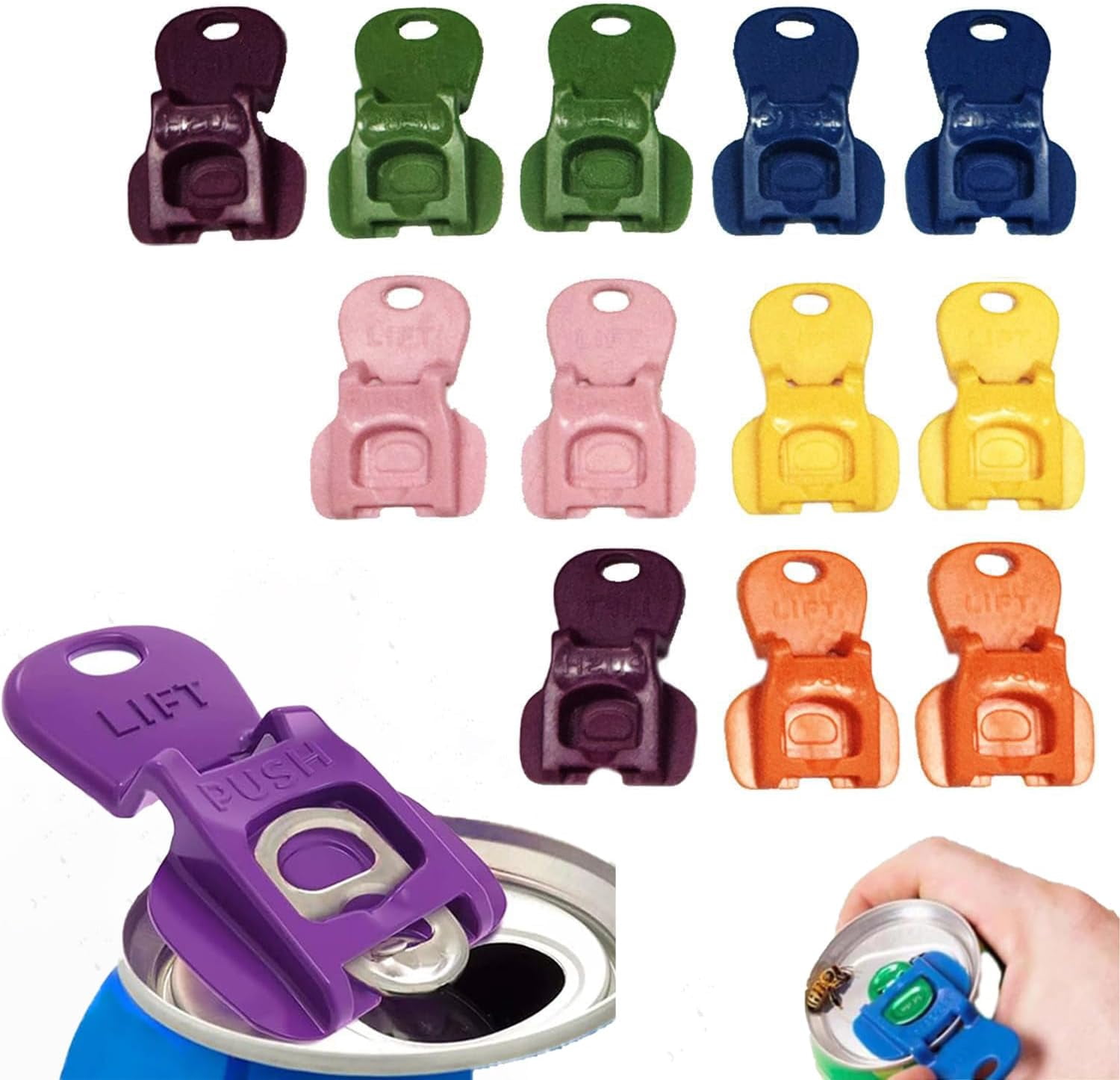 12 count Complete Cover Easy Tab Opener & Colorful Drink Protector Cap ...