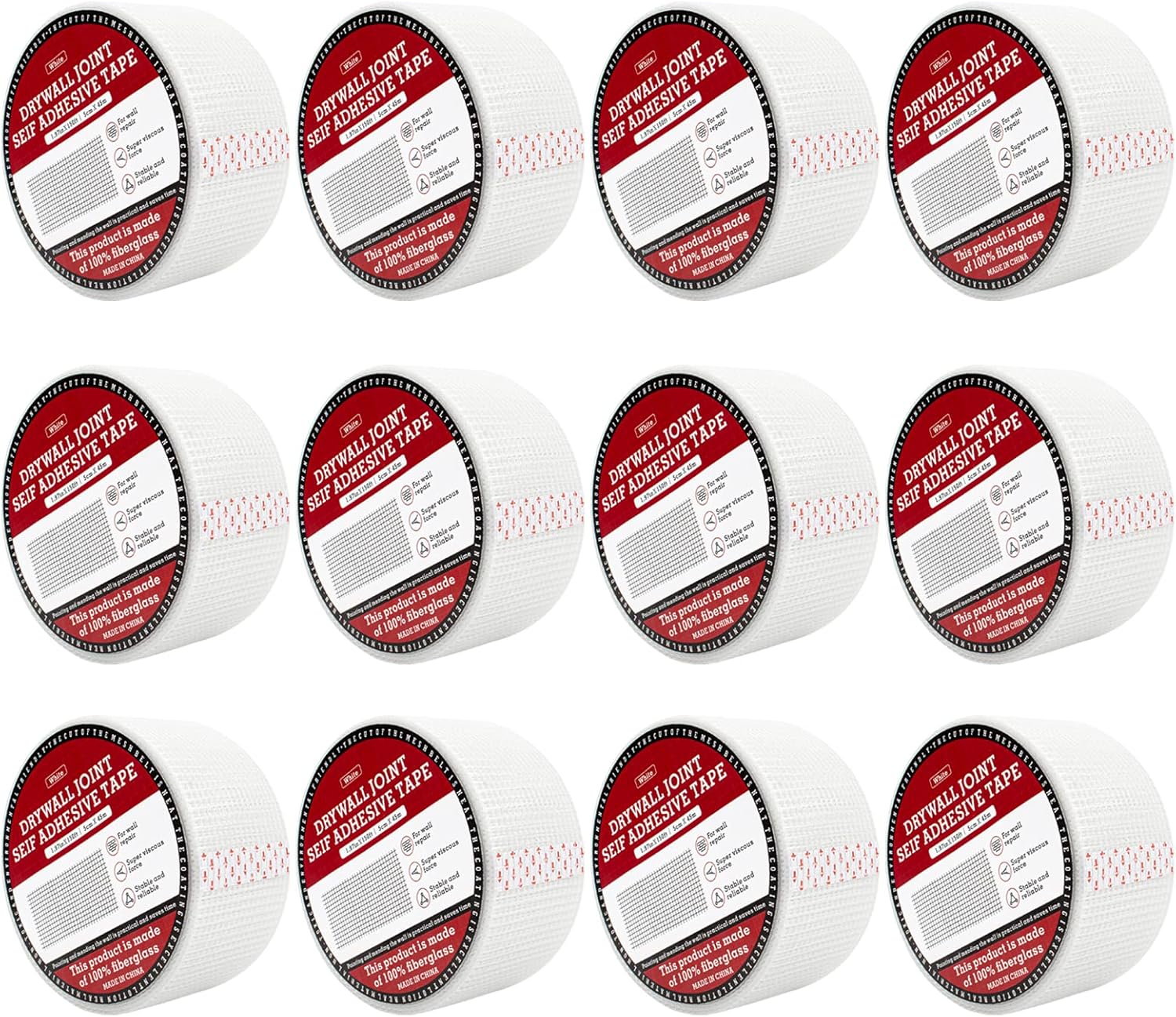 12 count - Drywall Joint Tape,Fiberglass Mesh Tape for Drywall Repair,1 ...