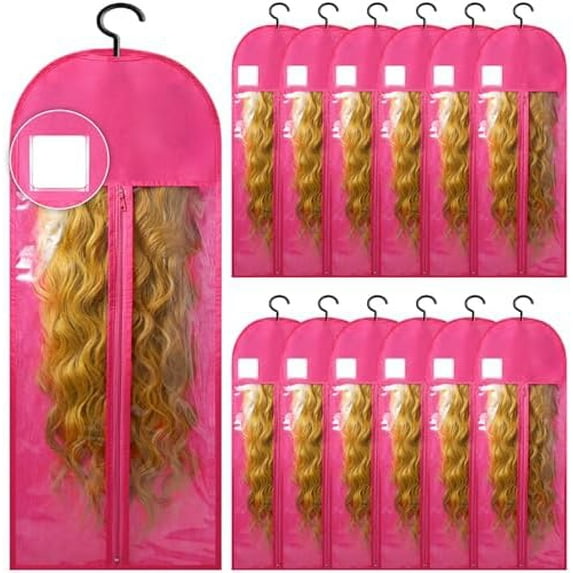 12 count Extra Long Wig Storage Bags with Hanger Hair Extension Wig ...