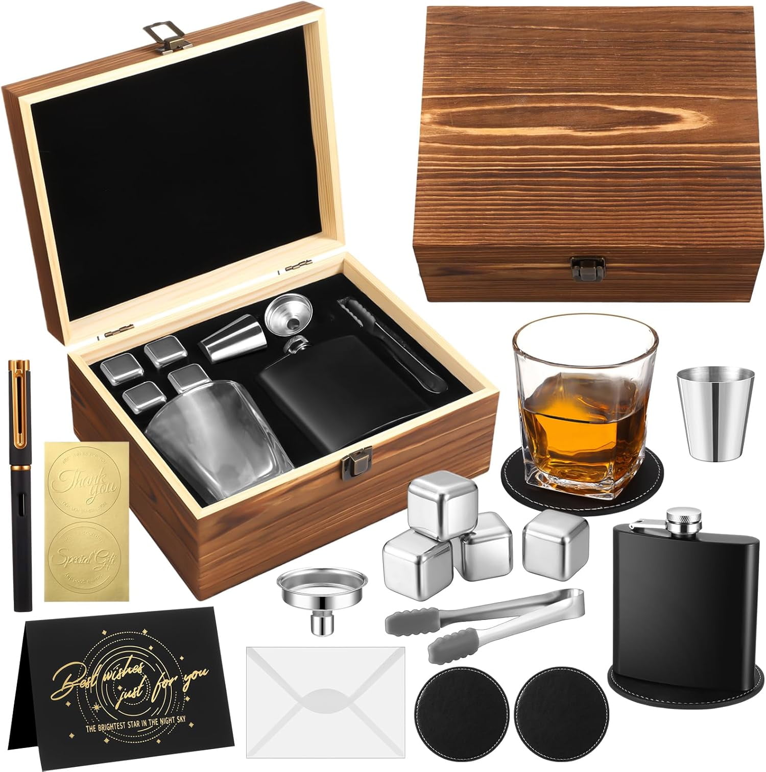 12 count Gifts for Men, Birthday Glasses Gifts Set Stainless Stones ...