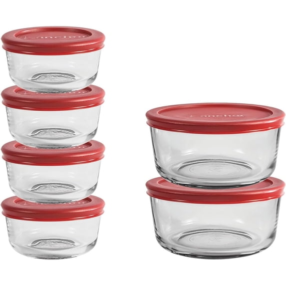 12 count Glass Storage Containers with (6 Glass Storage Containers & 6 ...