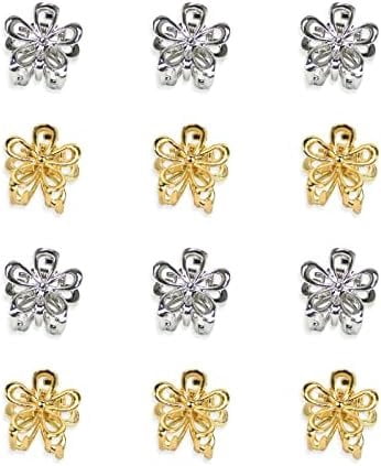 12 count Hair Clips for Women & Girls - Cute Mini Flower Barrettes in ...