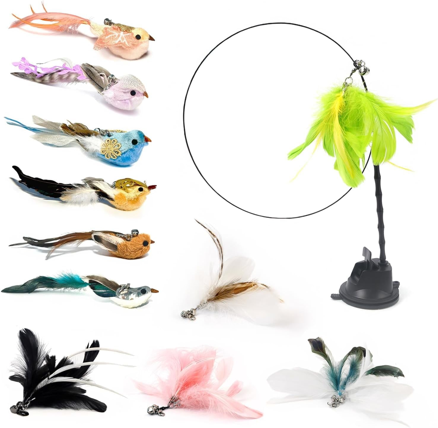 12 count Interactive Wand Set - 11 Bird & Teaser Refills with Bells ...