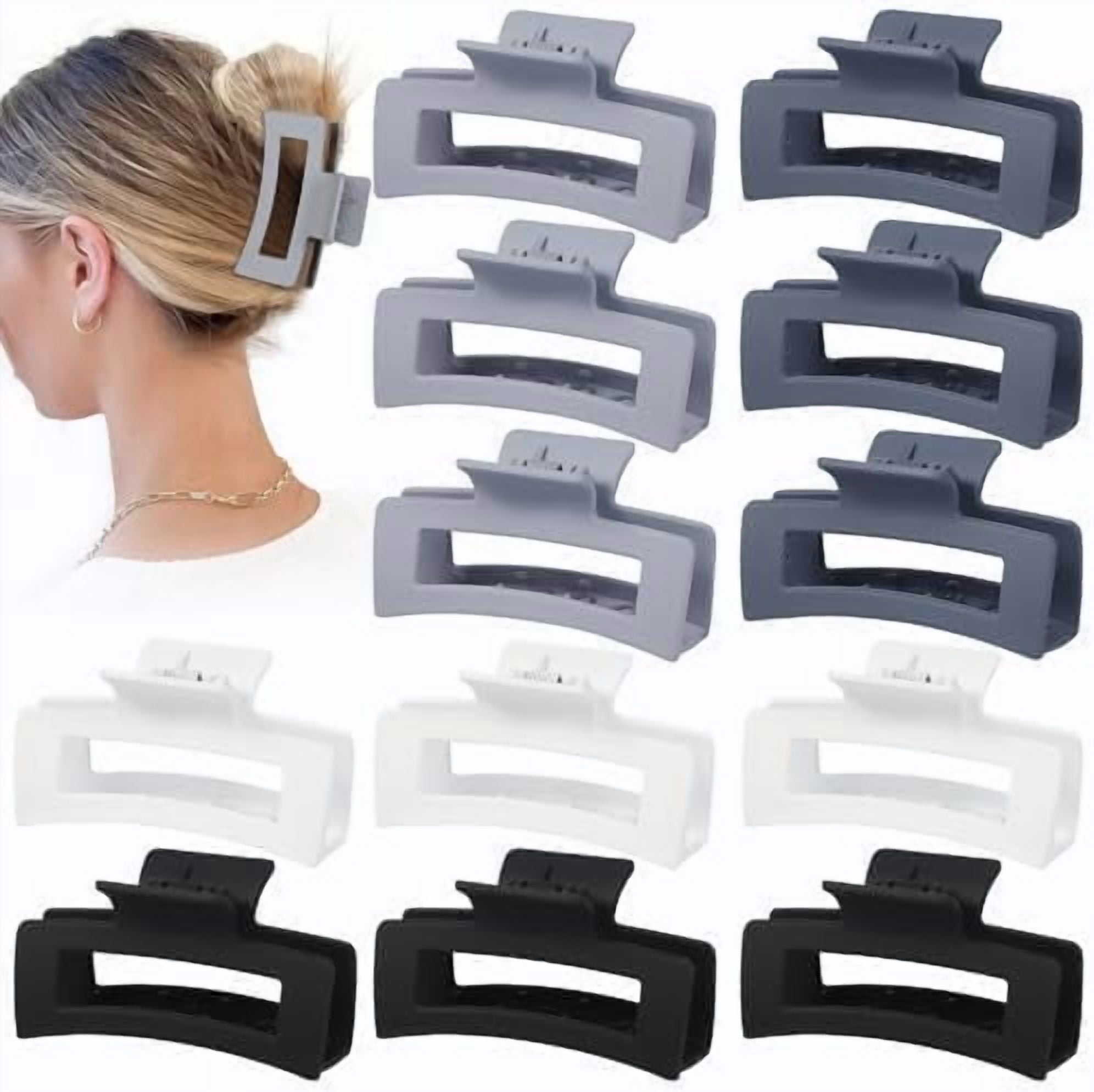 12 count Medium Hair Clips for Women, 3.5 Inch Square Claw Clips ...