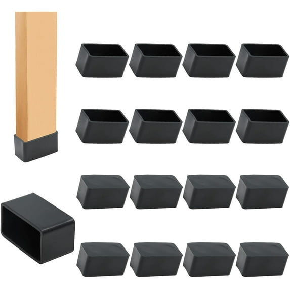 12 count PVC Rectangle Rubber Chair Tips Caps, 40mm x 20mm Table Foot ...