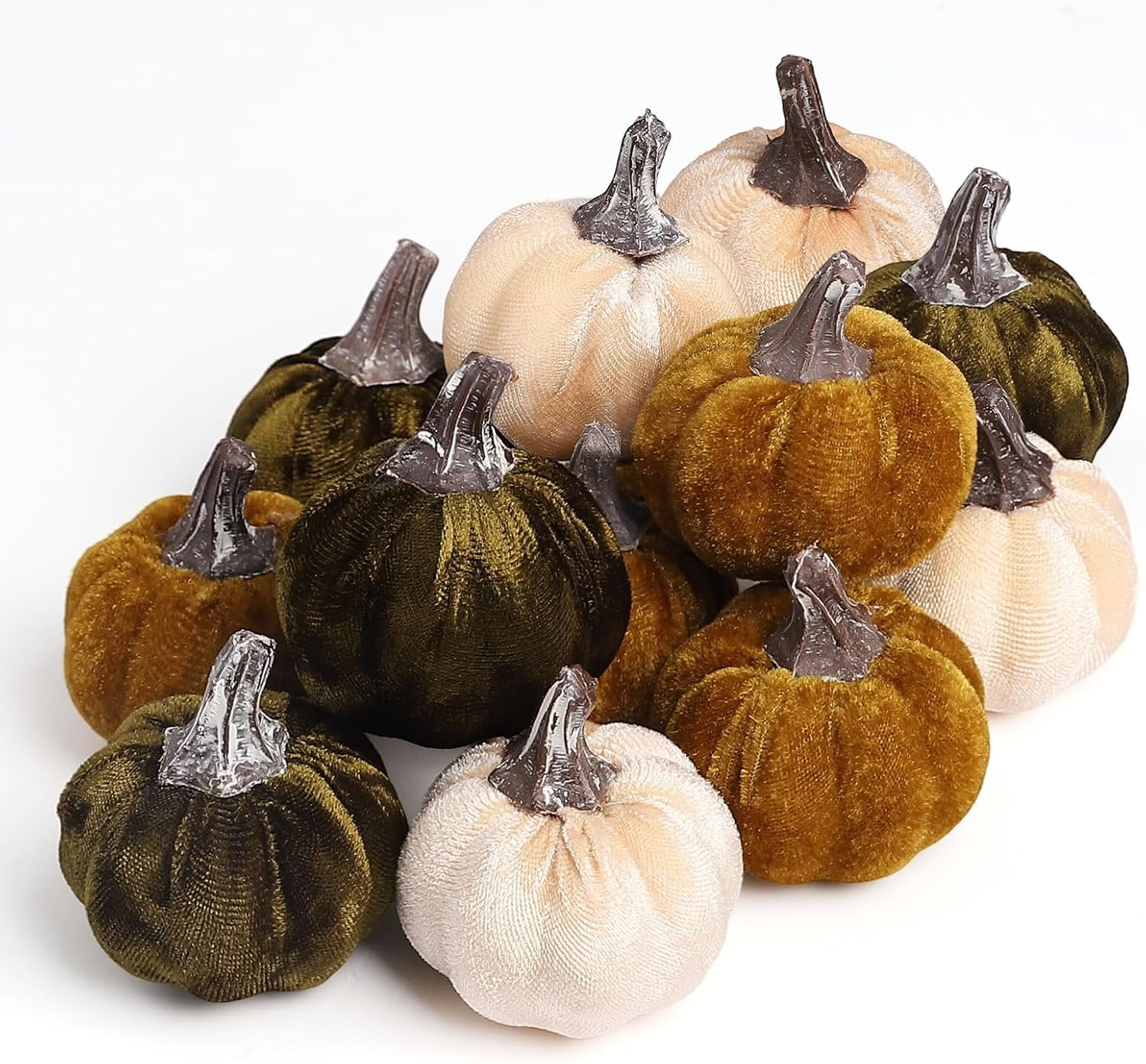 12 count Pumpkins Fall Decor Faux Small Fabric Pumpkin for Autumn Table ...