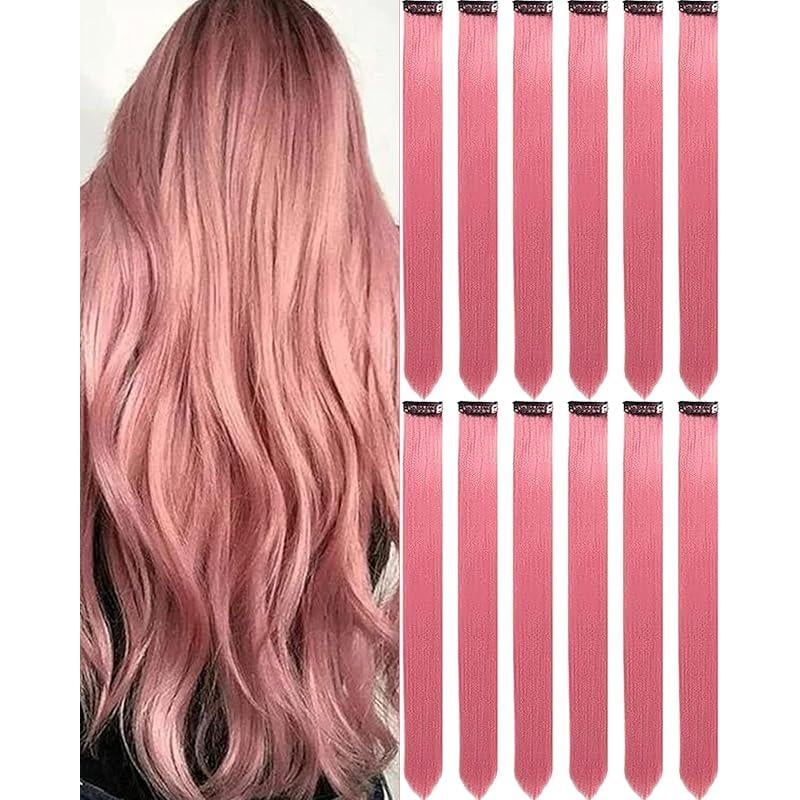 12 count Red Hair Extensions Clip in, 20 Inch Colored Hair Extensions ...