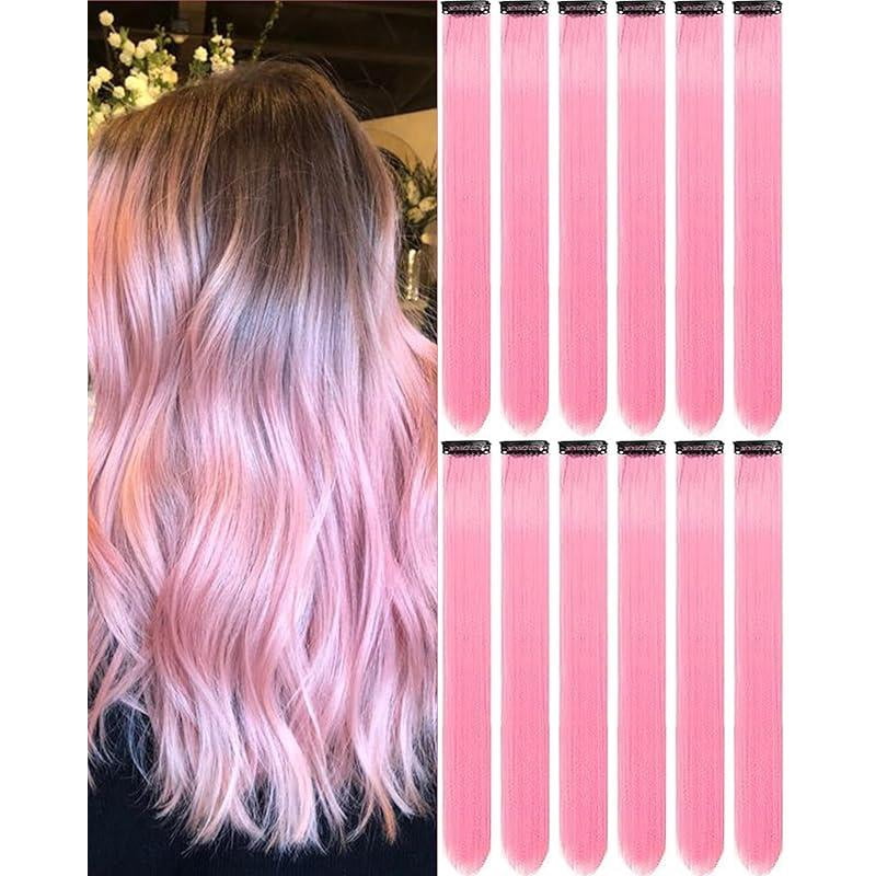 12 count Red Hair Extensions Clip in, 20 Inch Colored Hair Extensions ...