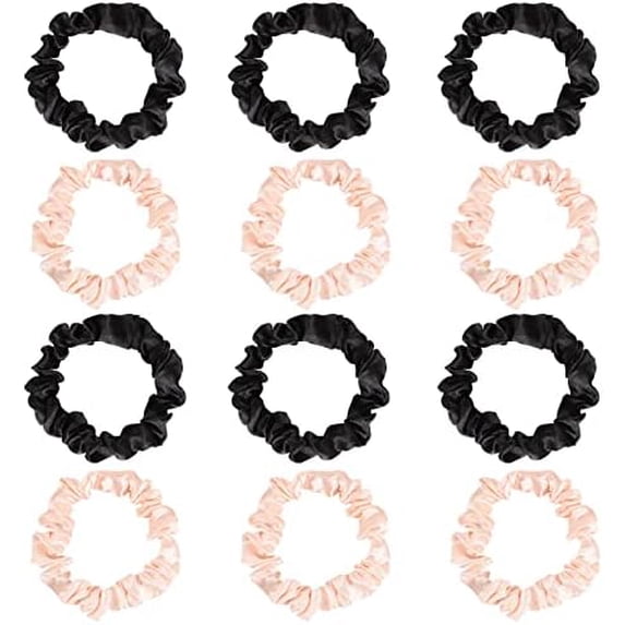 12 count Satin Elastic Hair Scrunchies, Silk Satin Hair Ties Elastics ...