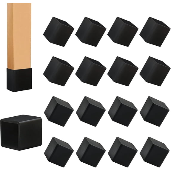 12 count Square Rubber Furniture Caps 0.8 Inch x 0.8 Inch Square Chair ...