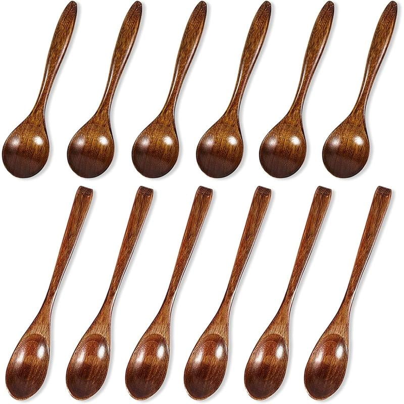 12 count Wooden Spoons, 2 Style Small Wooden Spoons, Wooden Spoons for ...
