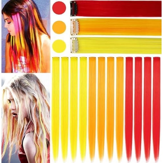 12 count ed Hair Extensions, Multi-s Hairpieces Party Highlights Clip ...