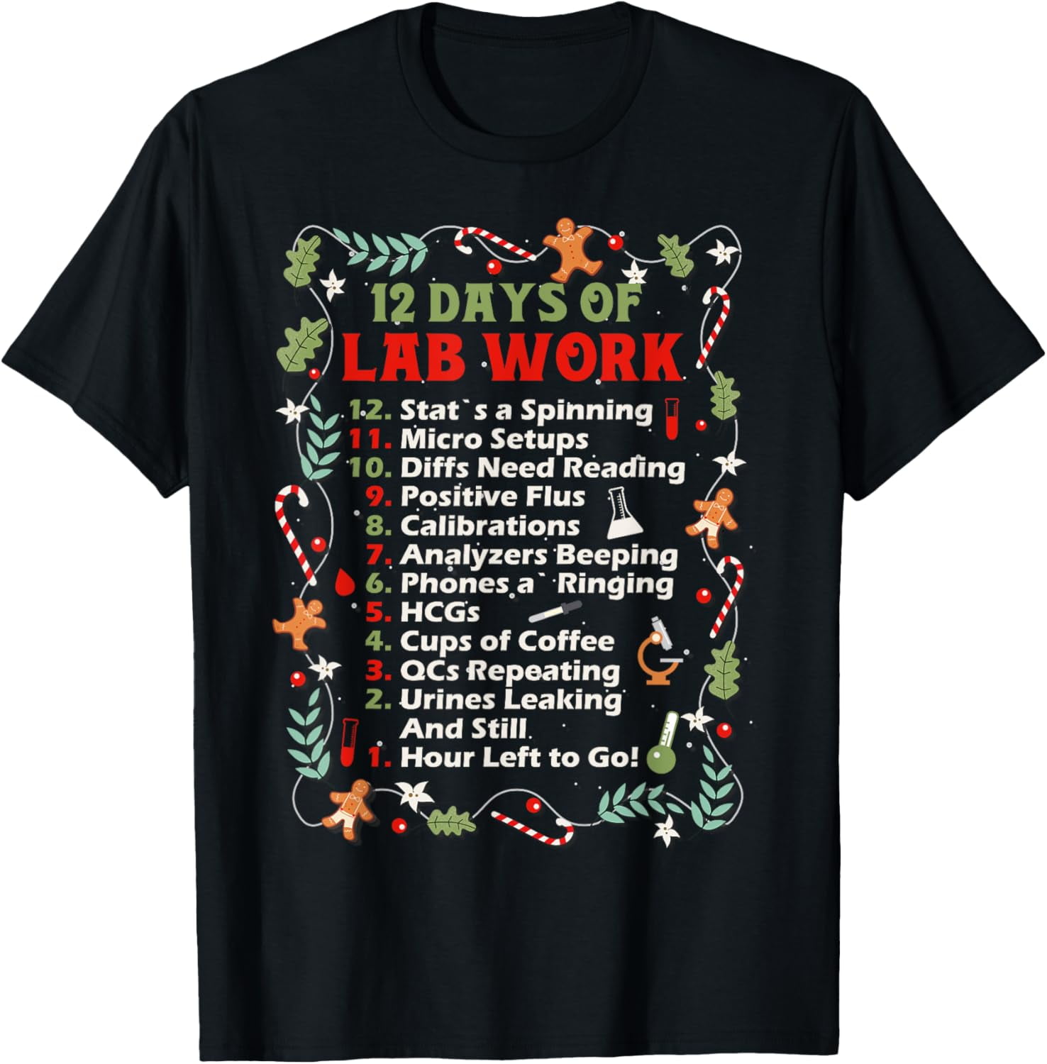 12 days of lab technician Christmas funny medical laboratory T-ShirtMen ...