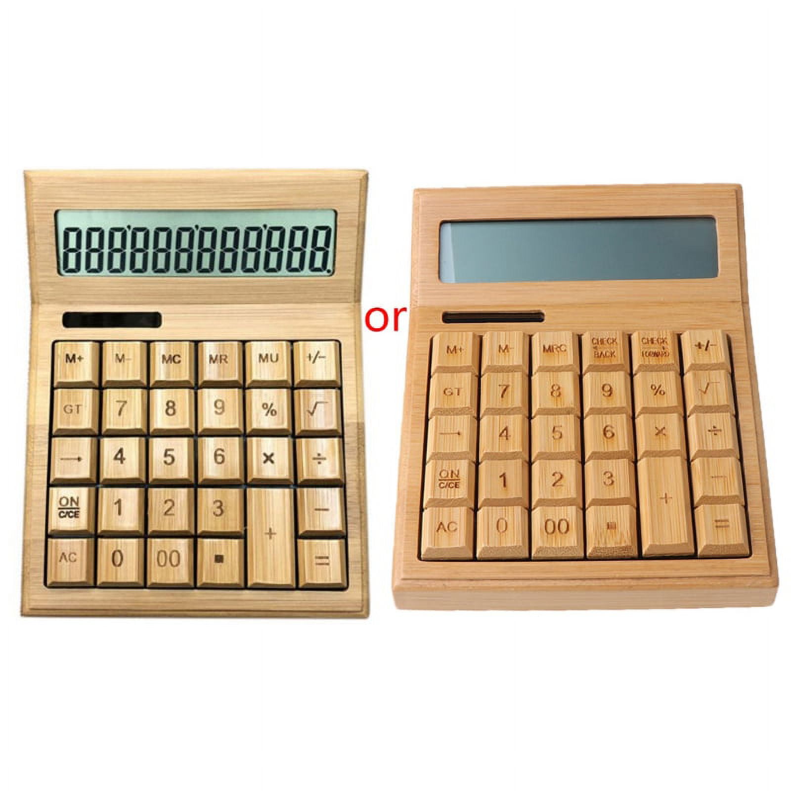 12-digit Functional Desktop Calculator Solar Power Bamboo Calculators ...