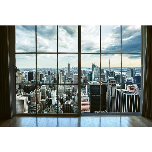 12 ft.-3 in. x 8 ft.-2 in. Manhattan Window View Wall Mural - Walmart.com