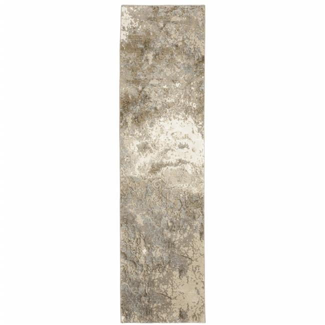 12 ft. Abstract Power Loom Runner Rug - Grey, Beige & Ivory - Walmart.com
