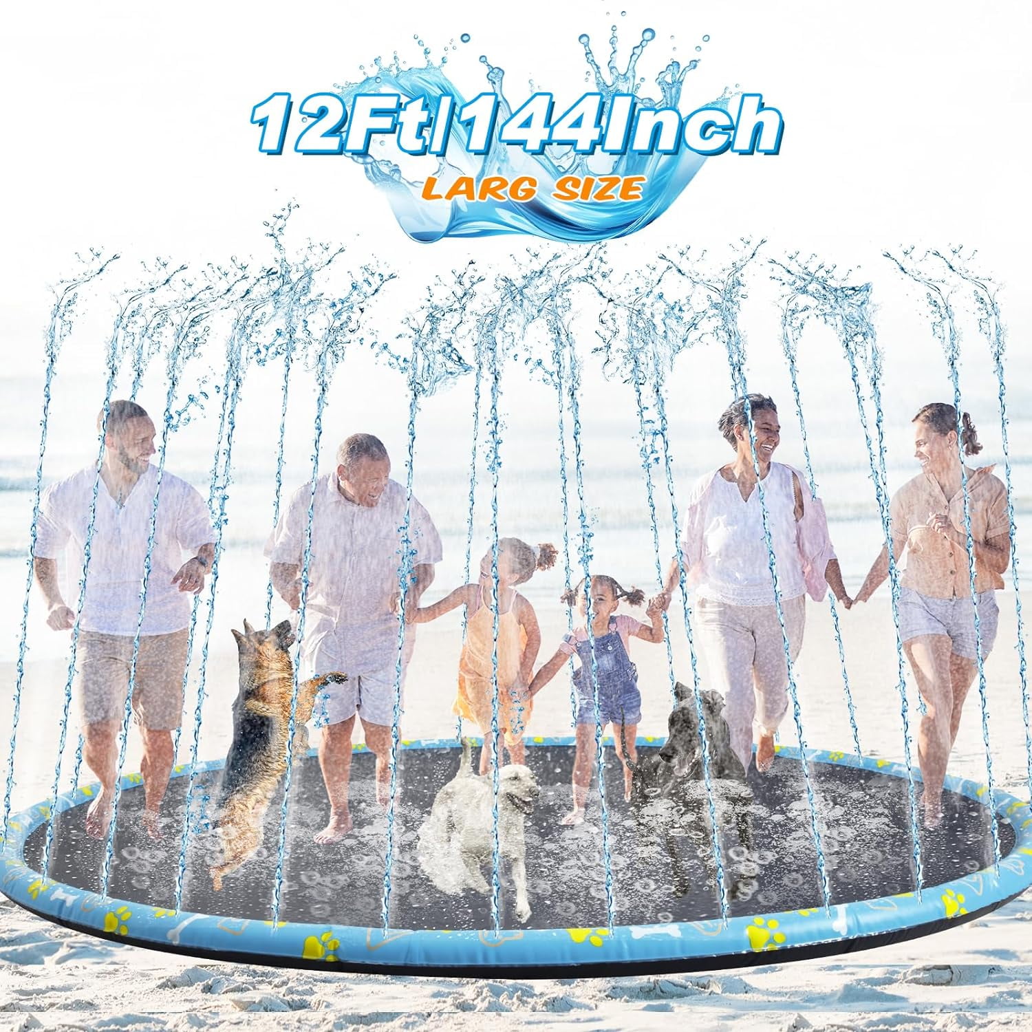 12 ft Extra Large Non Slip Splash Pad 144" for Adult Kids and Dog Giant ...