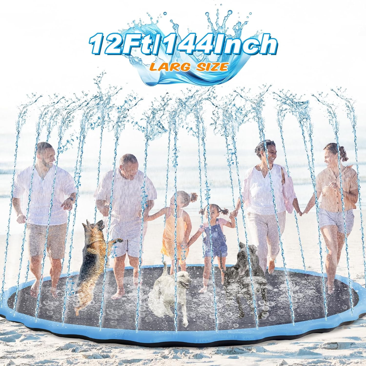 12 ft Extra Large Non Slip Splash Pad 144" for Adult Kids and Dog Giant ...