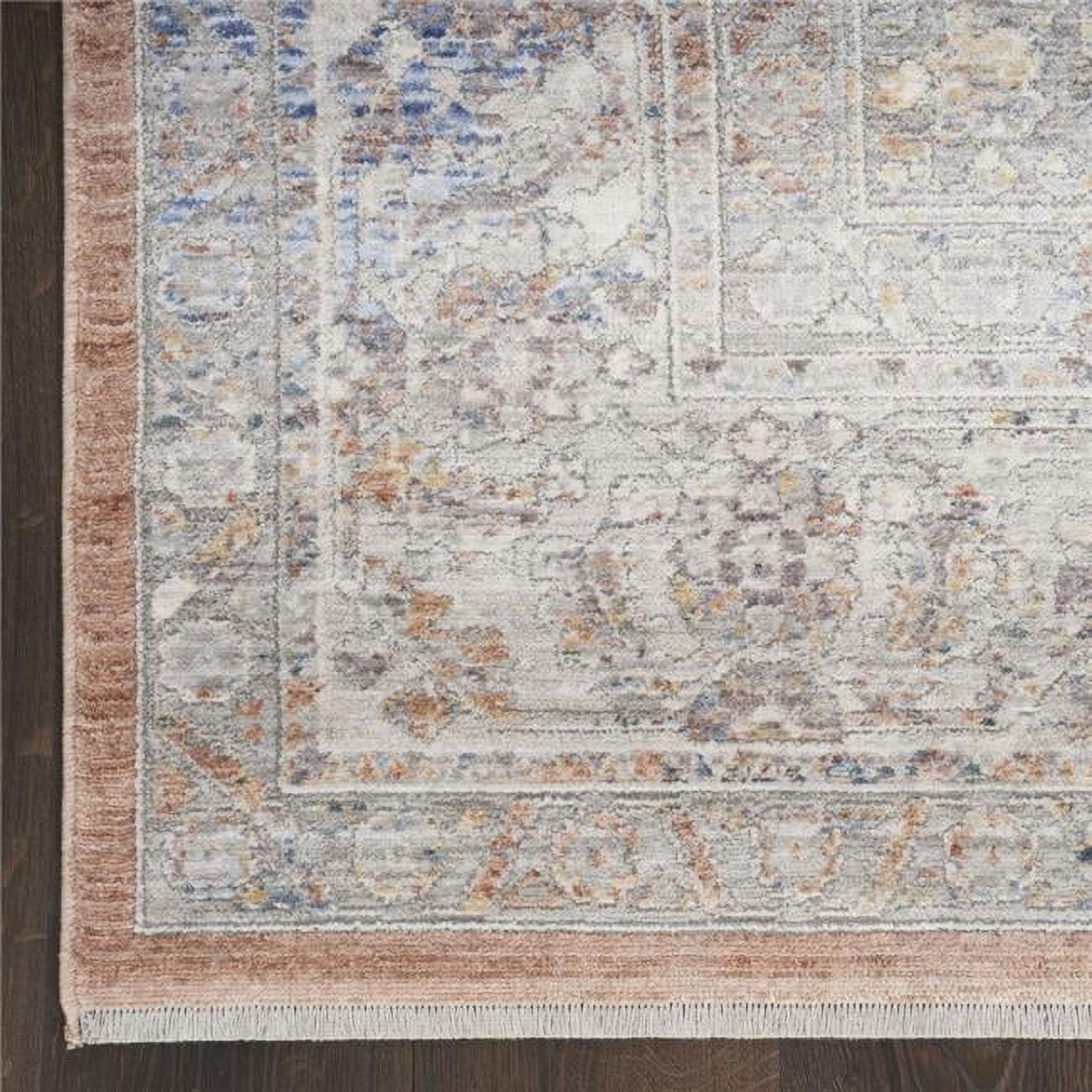 12 ft. Oriental Power Loom Distressed Runner Rug, Brown & Blue ...