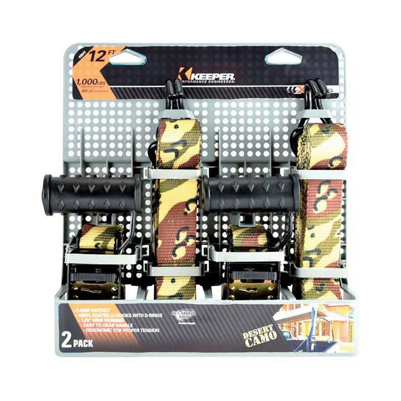 12 ft. x 1000 lbs Tie Down Strap - Camouflage - Pack of 2 - Walmart.com