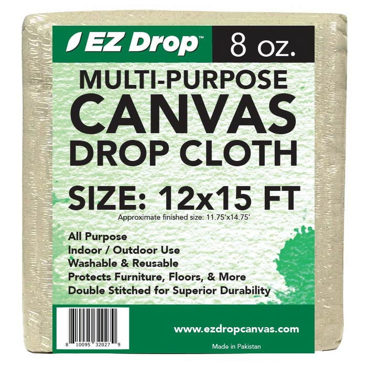 EZ Drop Canvas 12 ft. x 15 ft. Large Painter's Drop Cloth - 8 oz ...