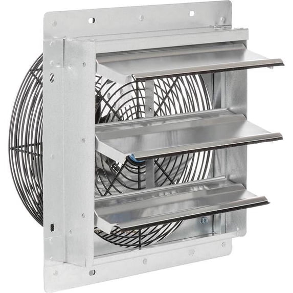 12 in. 0.08 HP 3-Speed Direct Drive Exhaust Fan with Shutter - Black ...