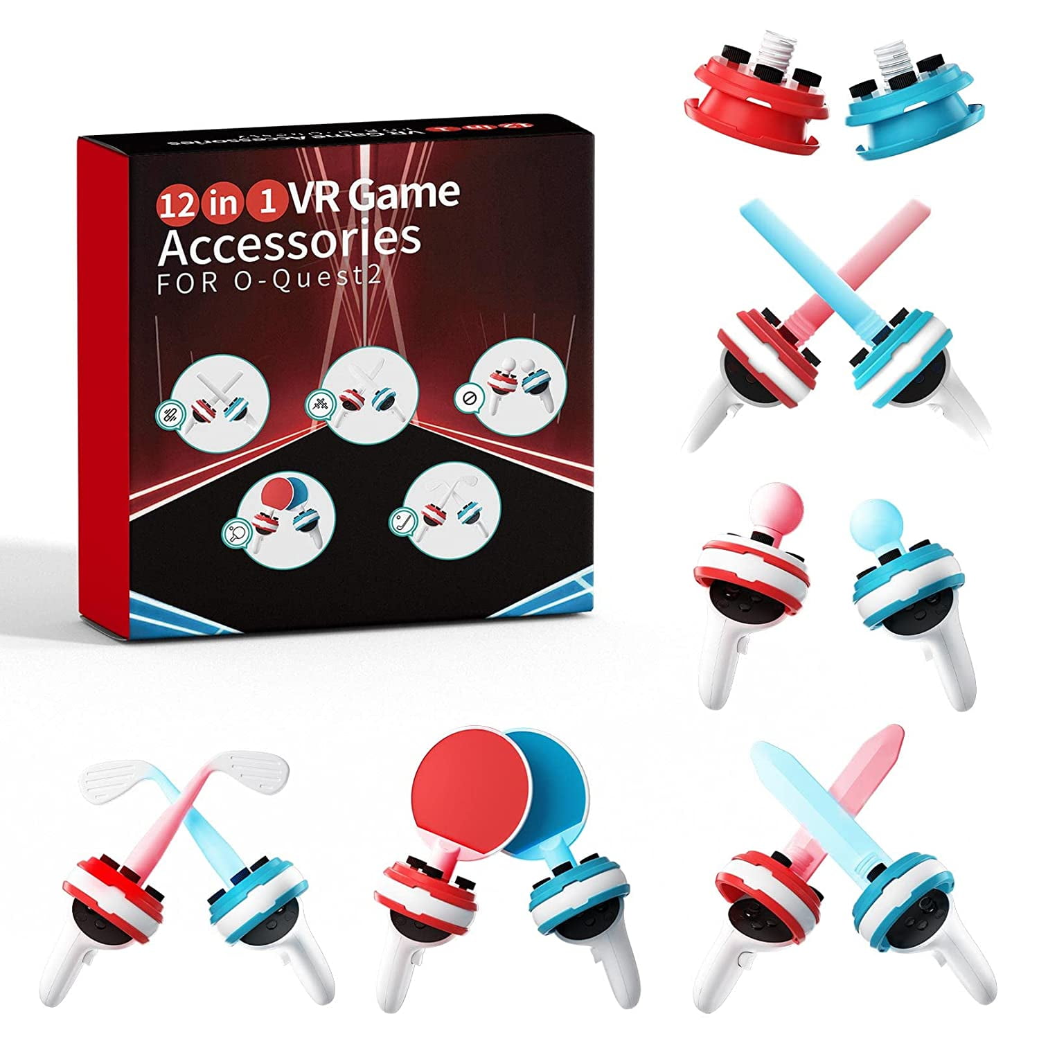 12-in-1 Accessories Set for Quest 2 Controllers, Extension Handle Grips ...