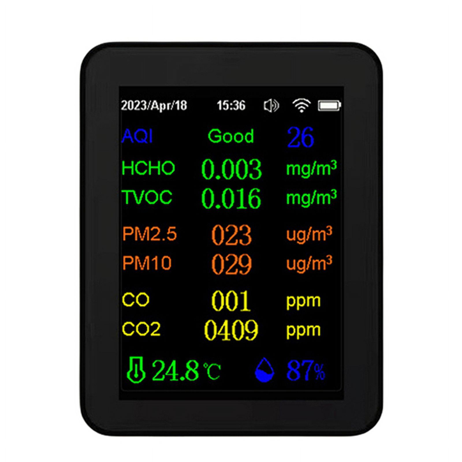12 in 1 Air Quality Monitor CO2 Monitor with Time/ Date Display WIFI ...